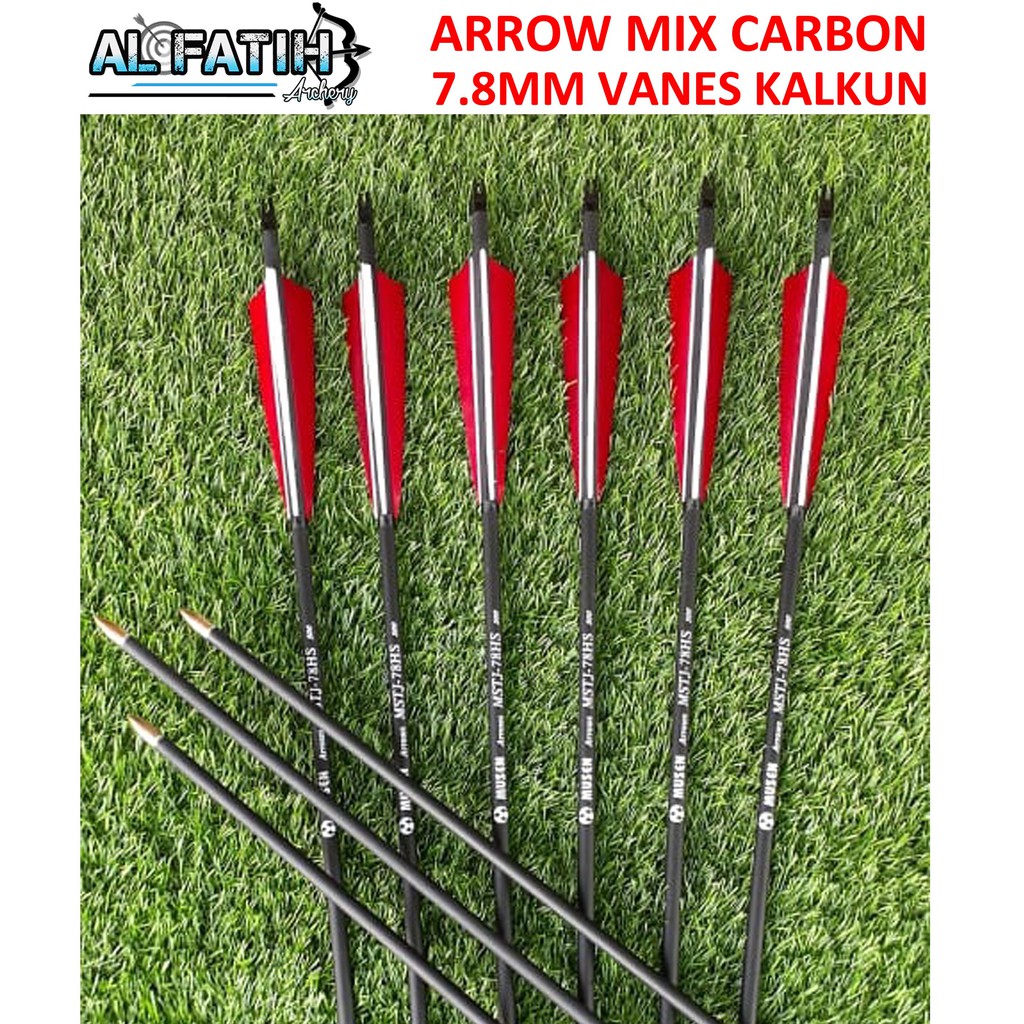 Jual Arrow Mix Carbon Musen 7.8mm Spine 500 / Vanes Kalkun Import ...