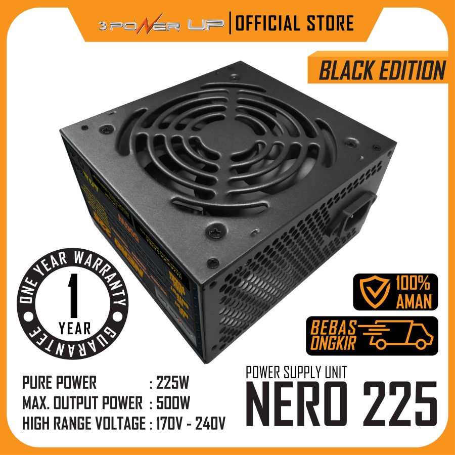 Jual PSU 500 watt 3 Power Up NERO 225 with FAN 12cm Garansi 1 Tahun ...