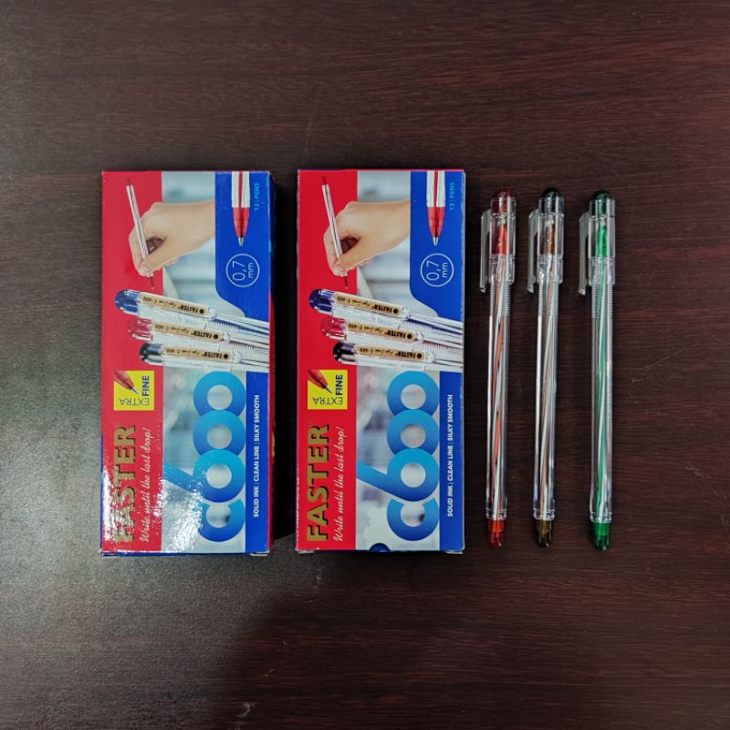 Jual Pulpen Faster C600 (Hitam, Biru, Merah) / PCS | Shopee Indonesia