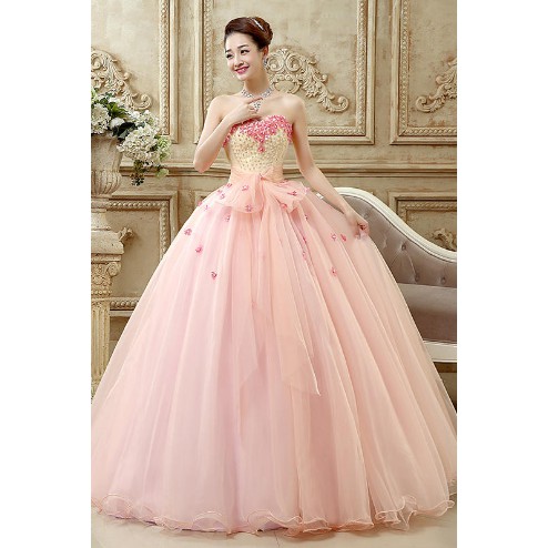 Jual Gaun Pengantin Tulle Ballgown baby pink wedding dress | Shopee ...