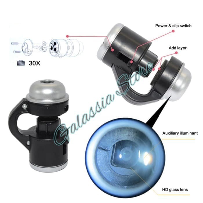 Jual Zoom Clip Lens Led 30x Telezoom Lensa Makro Microscope | Shopee ...