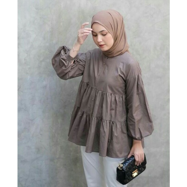 Jual SONYA BLOUSE Lengan Bishop Blouse Polos Lengan Panjang Blouse Polos Bisa Jumbo Lengan Balon ...