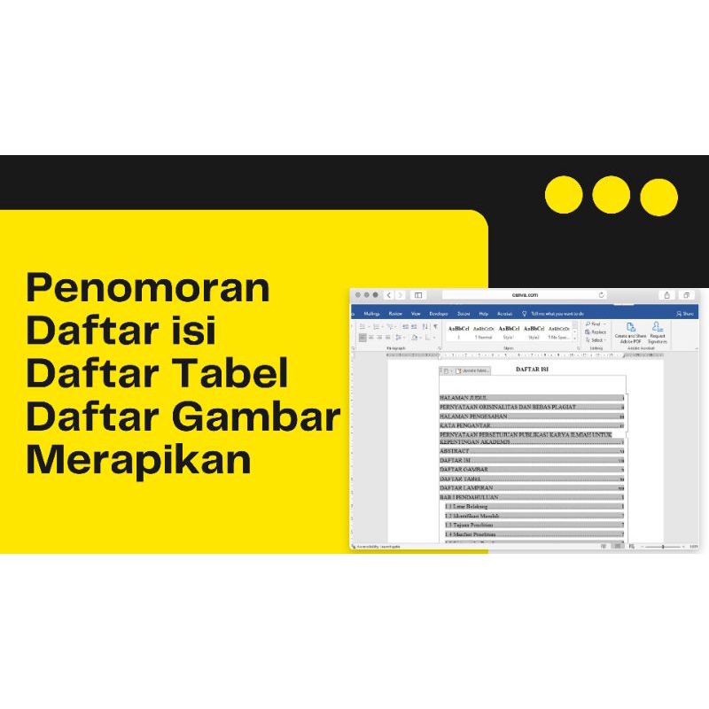 Jual Daftar Isi, Penomoran Halaman, Daftar Tabel, Daftar Gambar, Daftar ...