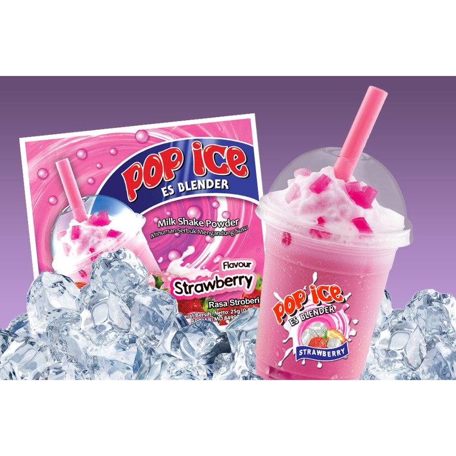 Jual Pop Ice Es Blender Strawberry 25g 10 sachet | Shopee Indonesia