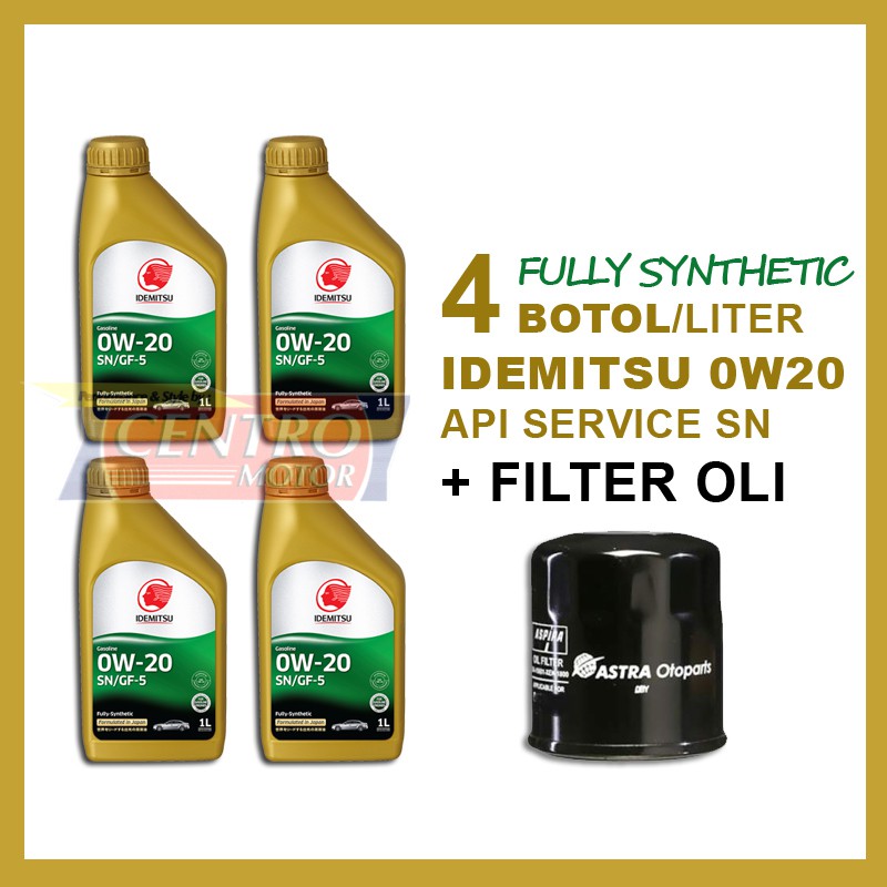 Jual IDEMITSU 0W20 4LITER+FILTER OLI,PAKET OLI MESIN+FILTER OLI MOBIL ...