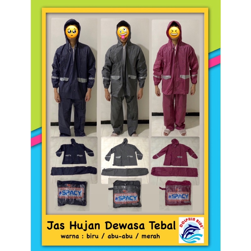 Jual Jas Hujan Setelan Dewasa Spacy Pria Tebal Mantel Baju Ujan Wanita Plastik Jumbo Murah ...