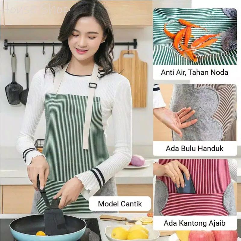 Jual Apron Celemek Masak TAHAN AIR TEBAL MEWAH ANTI MINYAK Celemek ...