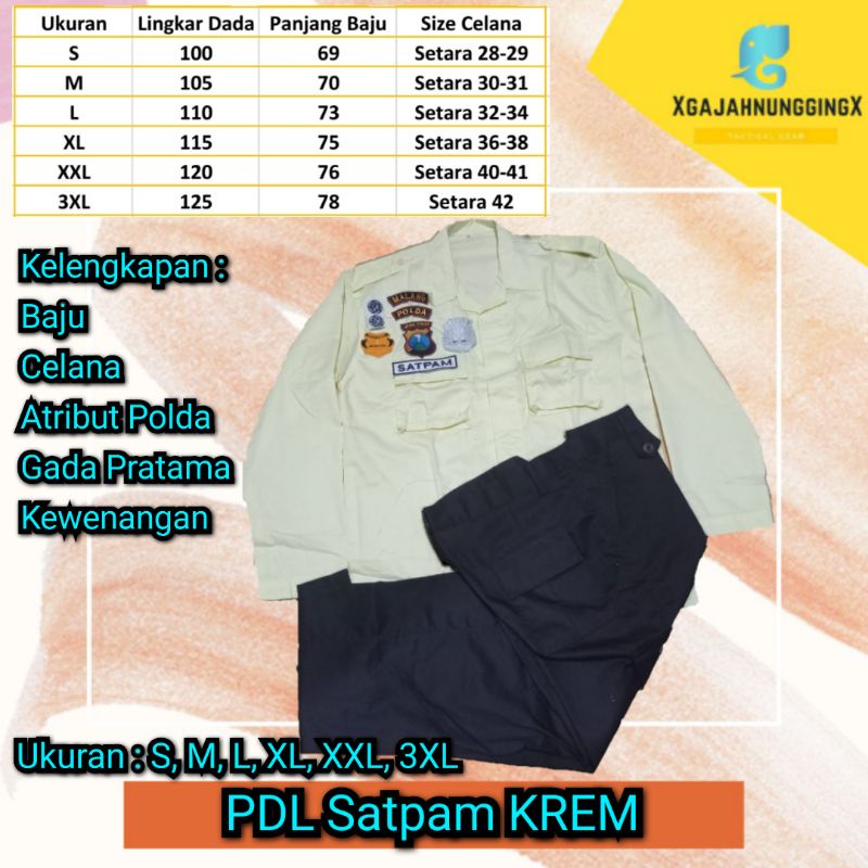 Jual SETELAN PDL Seragam Satpam Krem Terbaru 2023 Lengan Panjang Satpam ...