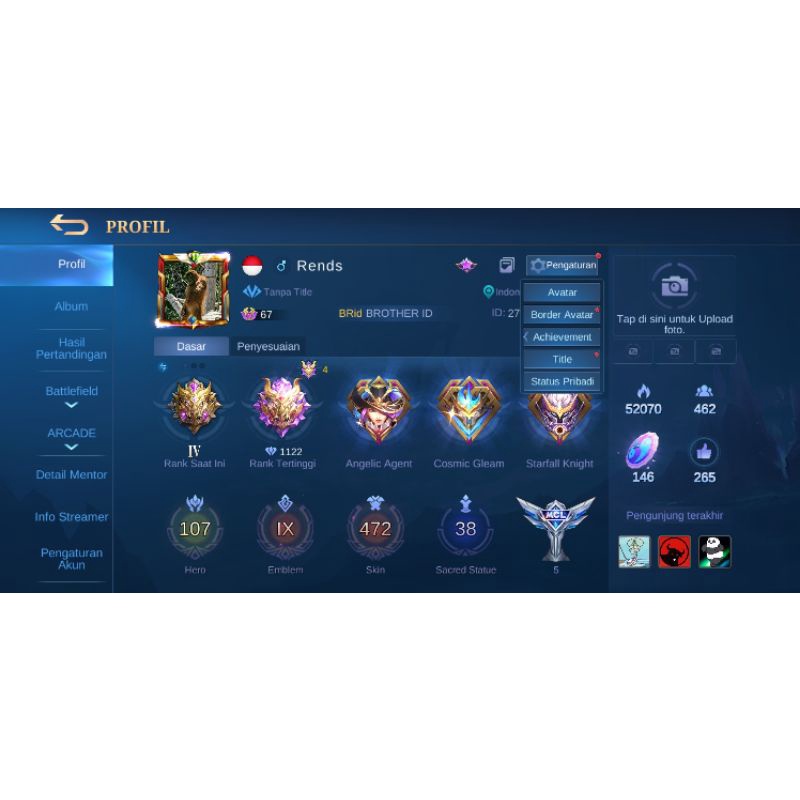 Jual Akun Mobile Legends Sultan | Shopee Indonesia