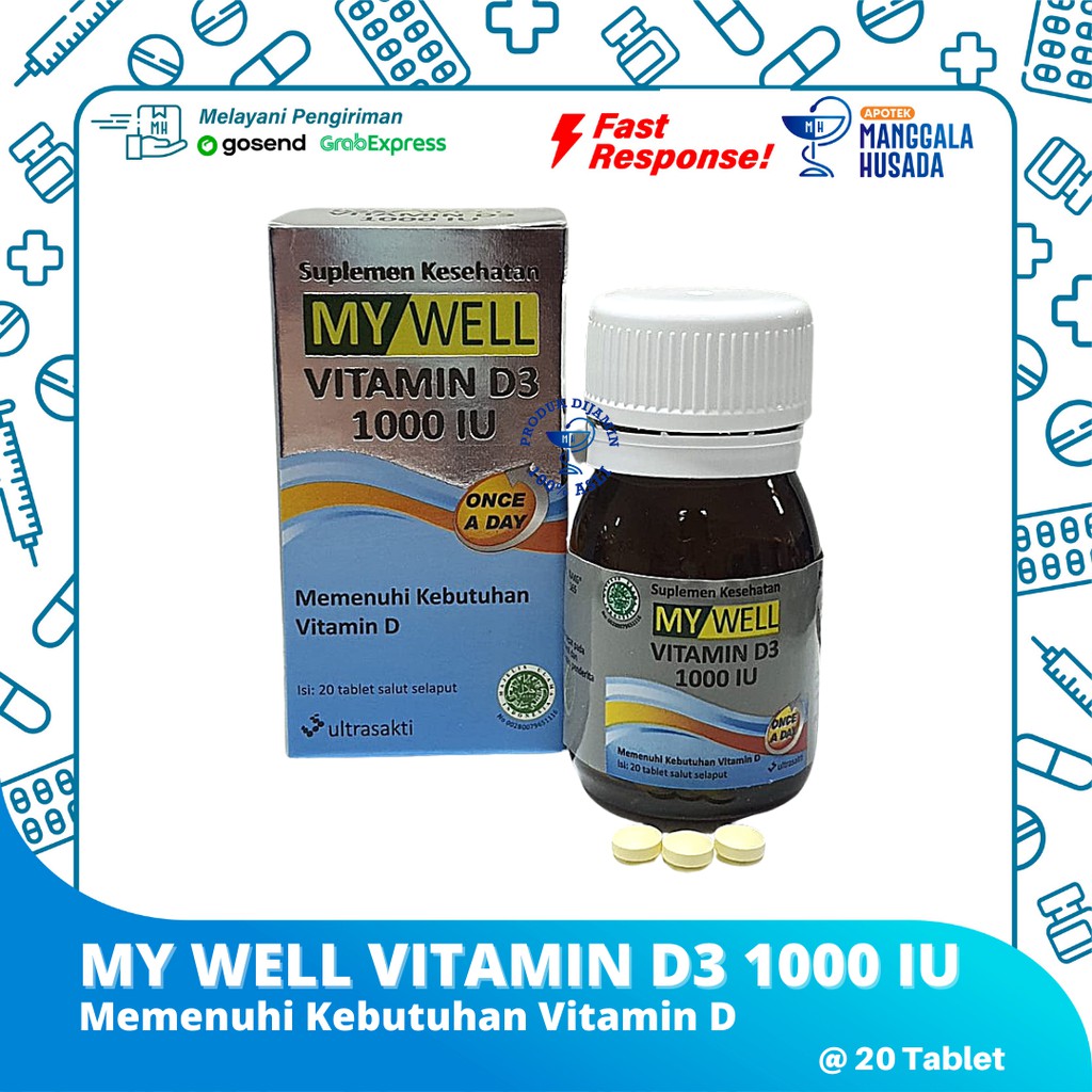 Jual MY WELL VITAMIN D3 1000 PER BOTOL @ 20 TABLET | Shopee Indonesia