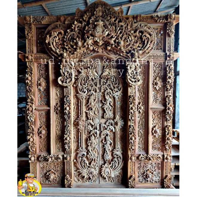 Jual gebyok Bali full ukiran style bali Asli motif wayang | Shopee ...