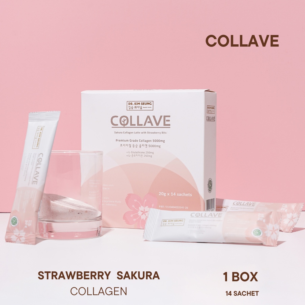 Jual Collave Premium Grade Sakura Strawberry Collagen Box of 14 ...