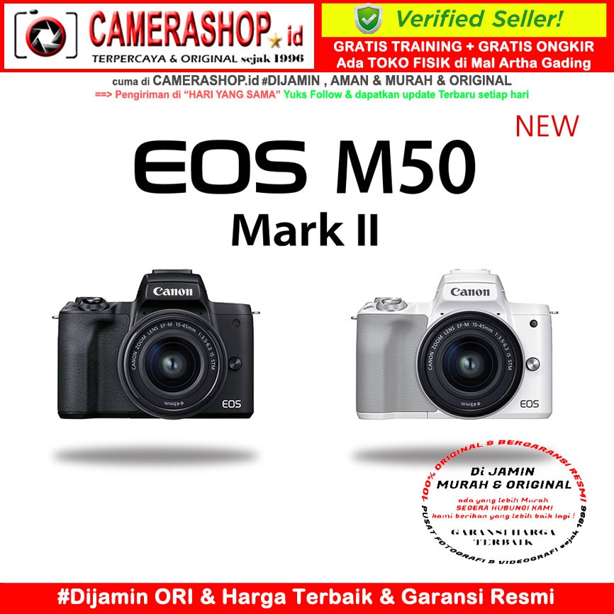 Jual Canon EOS M50 Mark II with 15-45mm / M-50 / M 50 Original RESMI ...