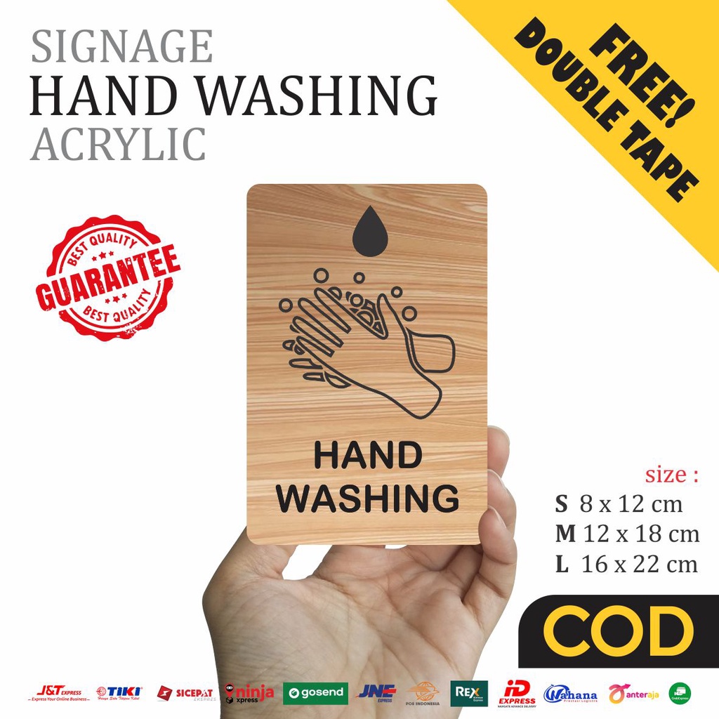 Jual Harap Cuci Tangan Sign Board Kayu Print Signage Label Petunjuk ...