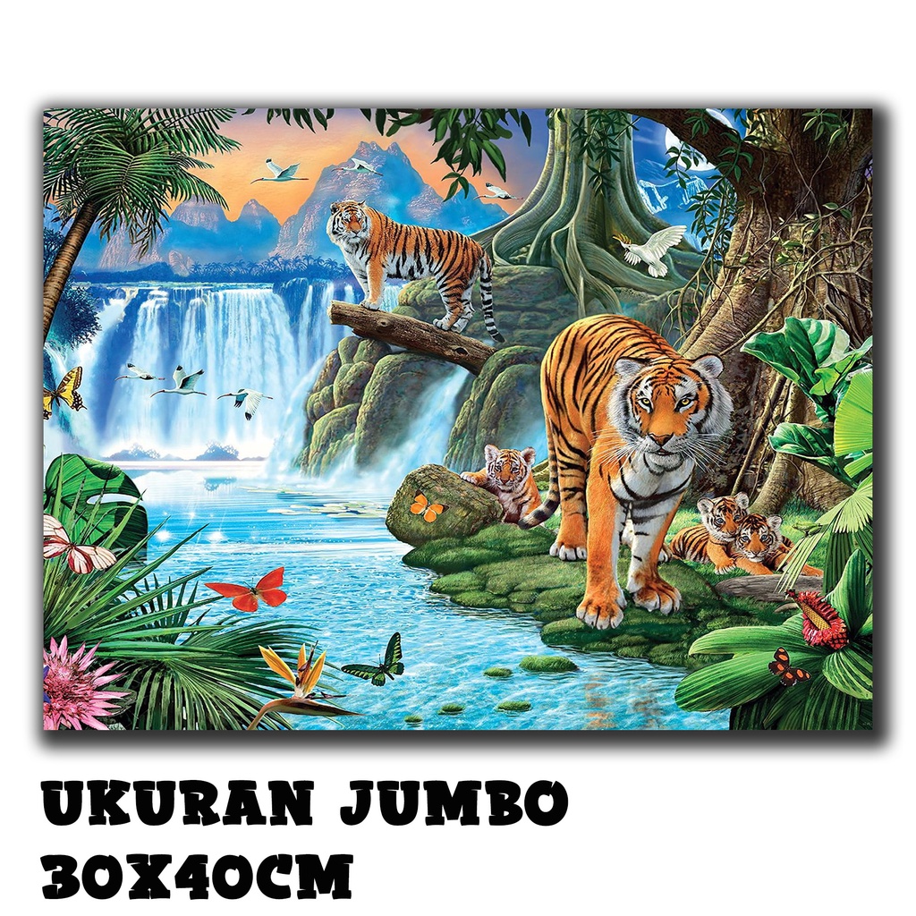 Jual HISAN DINDING KAYU LUKISAN HARIMAU UKURANN BESAR 30X40CM , PIGURA ...
