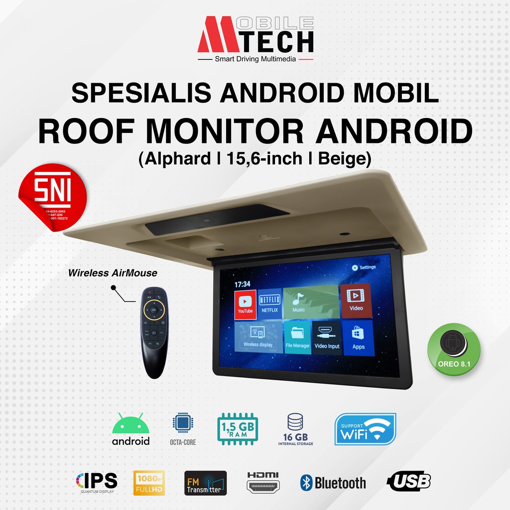 Jual Mobiletech Roof Monitor Android Alphard 15.6" 3GB / 16GB | Shopee ...