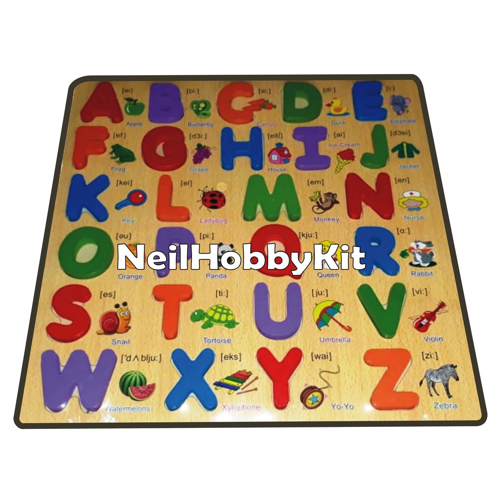 Jual Mainan Kayu Edukasi Puzzle Huruf Besar / Puzzle Abjad / Puzzle ...