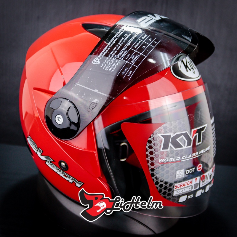Jual KYT HELM 2 VISION SOLID RED | KYT 2VISION HALF FACE | Shopee Indonesia