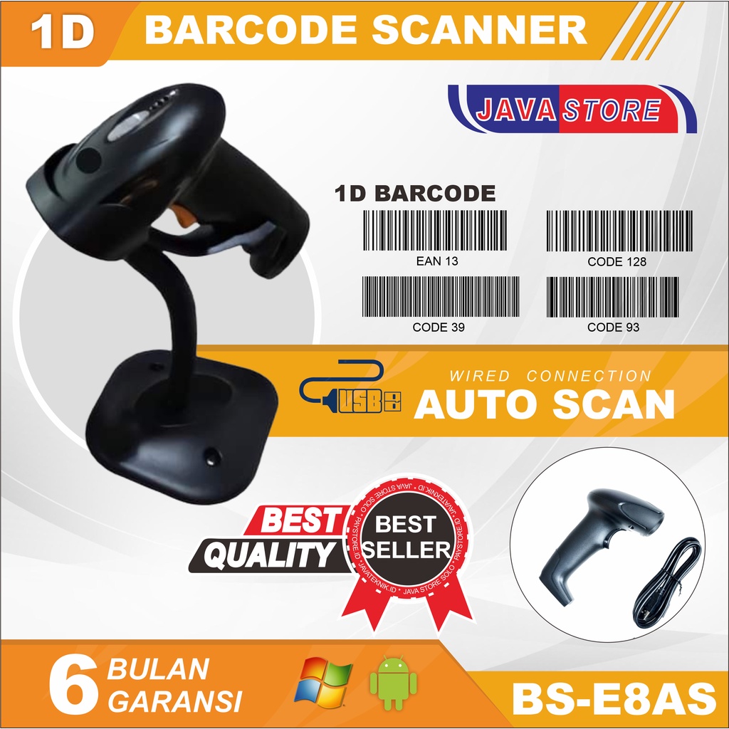 Jual Barcode Scanner iWARE Auto Scan 1D USB BS-E8AS | Shopee Indonesia