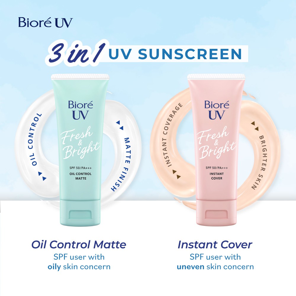 Jual Biore UV Fresh & Bright Instant Cover dan OIl Control Matte ...