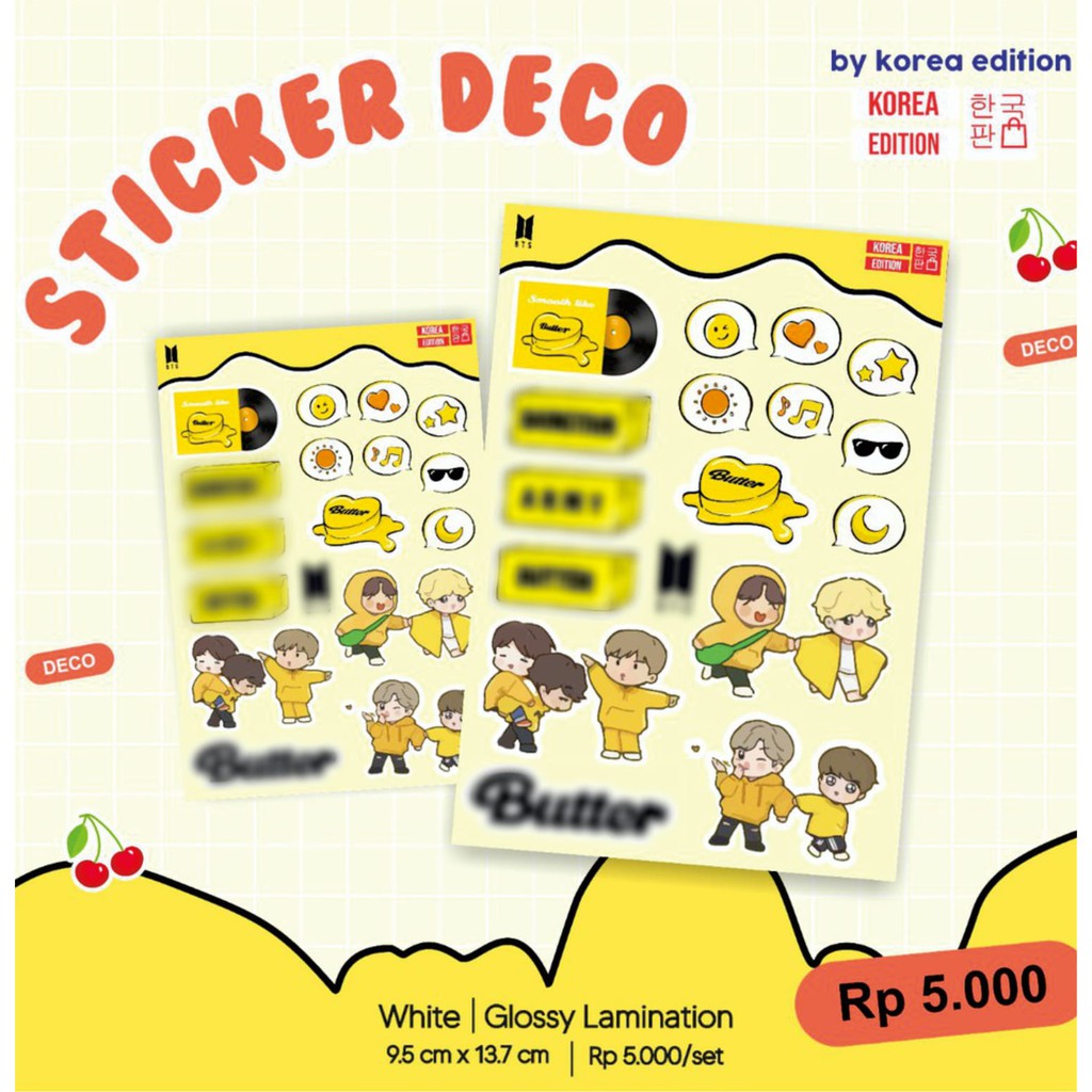 Jual Sticker Vynil Cutting Kpop Butter BTS Chibi Sticker Decor HP Buku ...