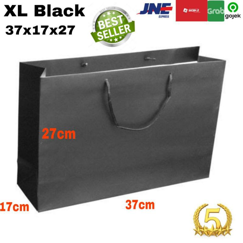 Jual Paperbag Kertas Hitam Tali Kur Hitam |Goddie Bag Kertas Hitam uk ...
