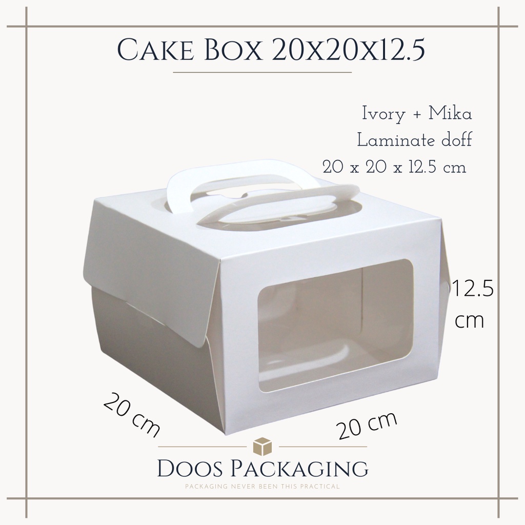 Jual Cake box 20 handle mika / Kotak kue / Dus kue ukuran 20x20x12.5 cm ...