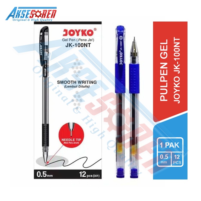 Jual Pulpen Gel 1 Pack Joyko JK-100 / Bolpoin Balpen Bolpoint Jel / Ball Pen Pena Warna Hitam ...