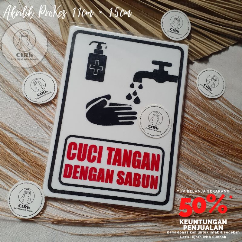 Jual Akrilik Cuci Tangan Dengan Sabun Protokol Kesehatan Tangan Bersih ...