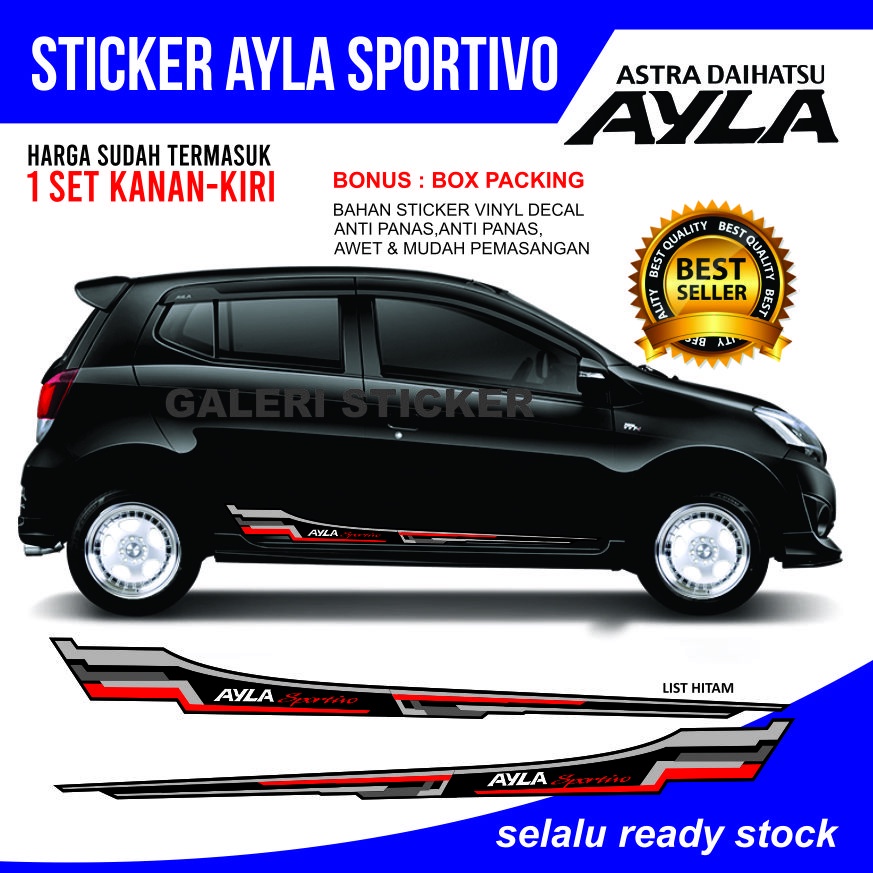 Jual sticker striping mobil daihatsu ayla sport keren modif murah vinyl ...