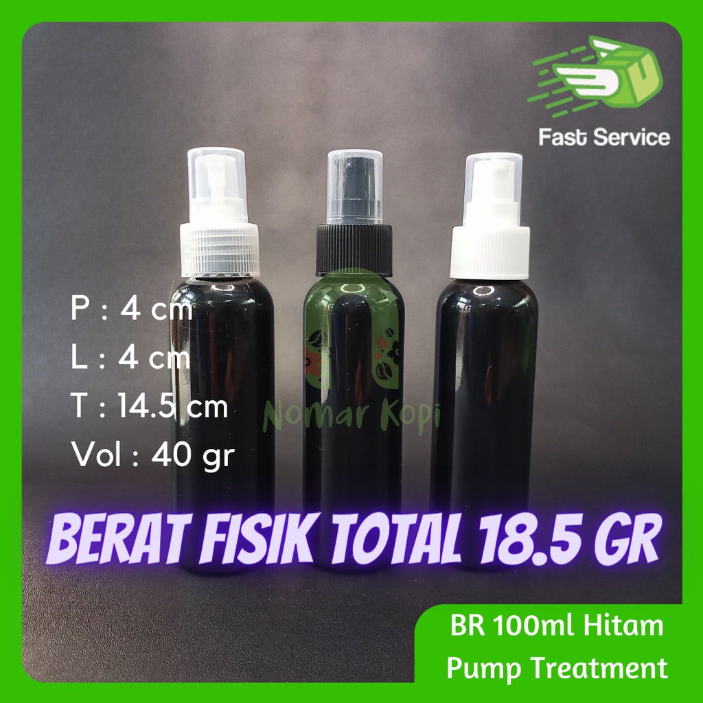 Jual BOTOL HITAM 100ML BR PUMP TREATMENT PET TEBAL SERUM KOSMETIK Neck ...