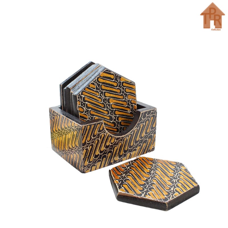 Jual Coaster Kayu Batik / Tatakan Hexagonal Box D9 x 6pcs. | Shopee ...