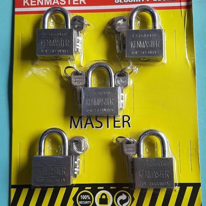 Jual Gembok , UK.50mm set 5 pcs . Kenmaster , Kunci Gembok, Master Key ...