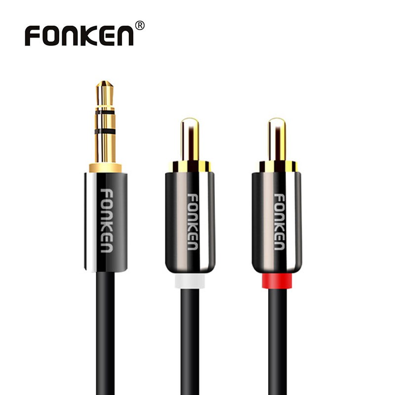 Jual FONKEN Kabel AUX 3.5mm Male ke 2 RCA Male 1 Meter | Shopee Indonesia