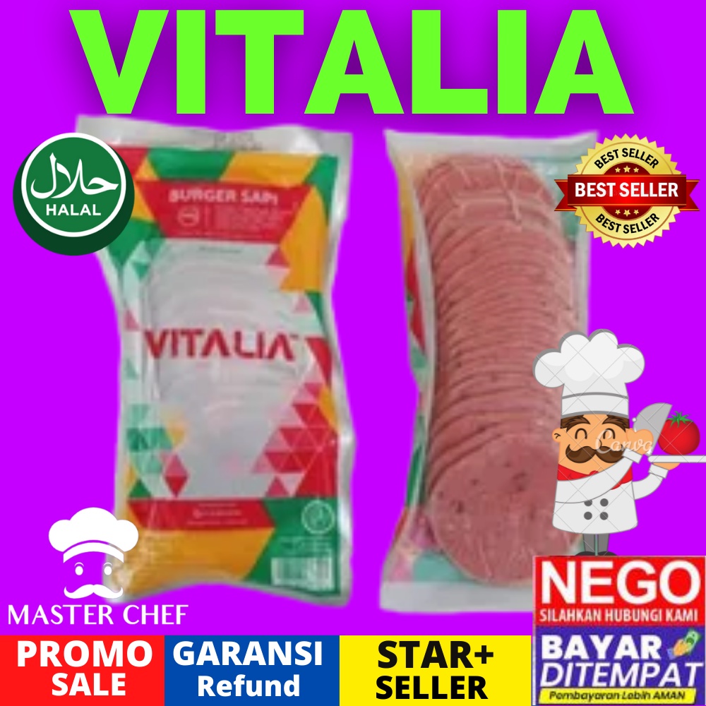 Jual DAGING BURGER VITALIA SAPI SLICE BURGER KUE ROTI MCD KFC SEGAR ...