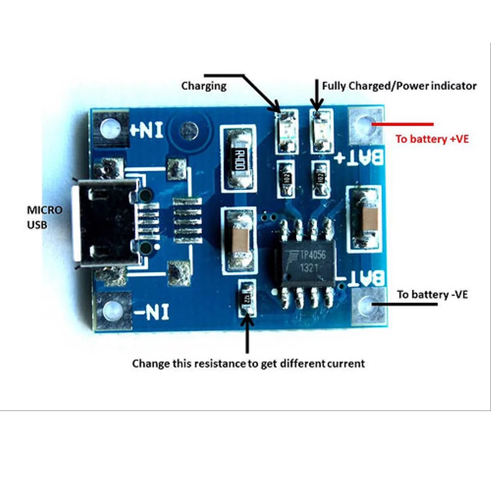 Jual TP4056 Micro USB 1A 5V To Lithium Battery Modul Cas Baterai Dan ...