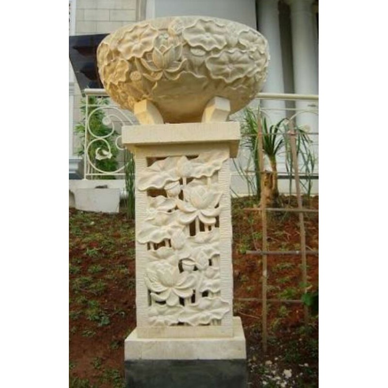 Jual pot bunga batu alam motif daun lotus | Shopee Indonesia