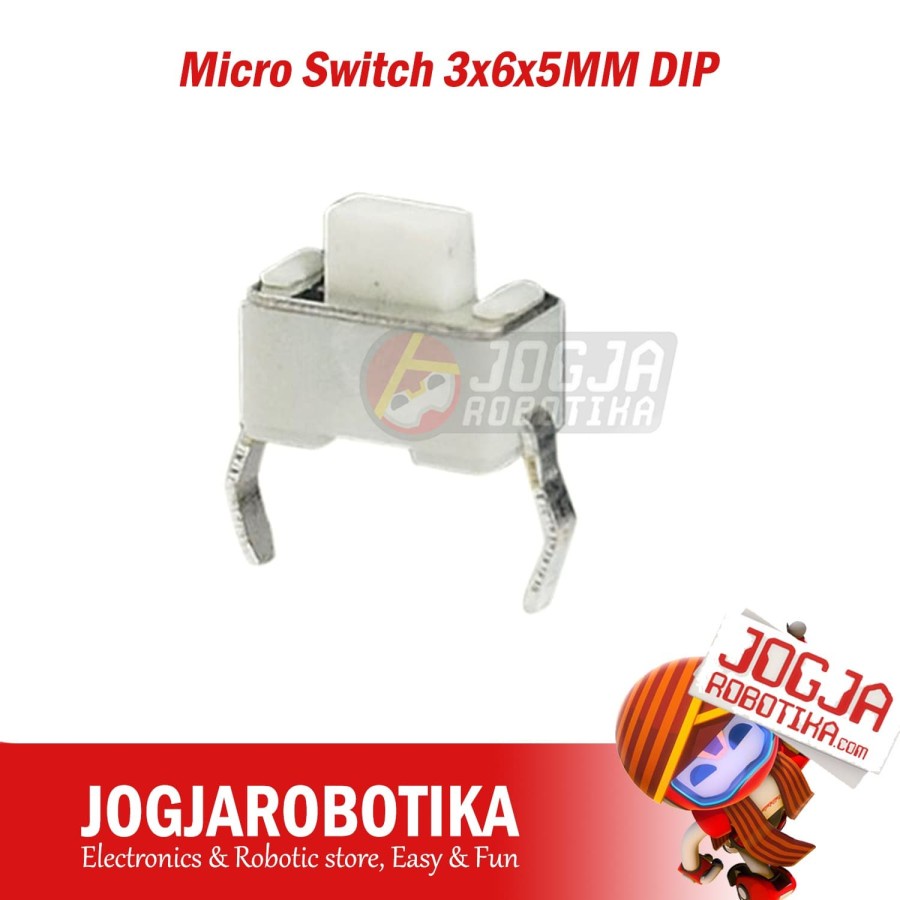 Jual Micro Switch 3x6x5MM 2 Pin DIP PTH Putih White | Shopee Indonesia
