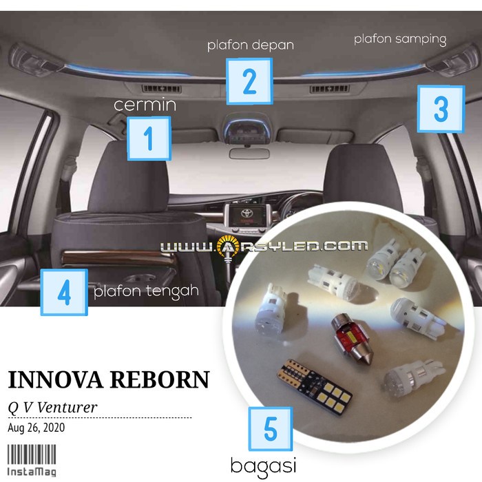 Jual Lampu Plafon Kabin Mobil Innova Reborn LED Paket isi 8 Super ...