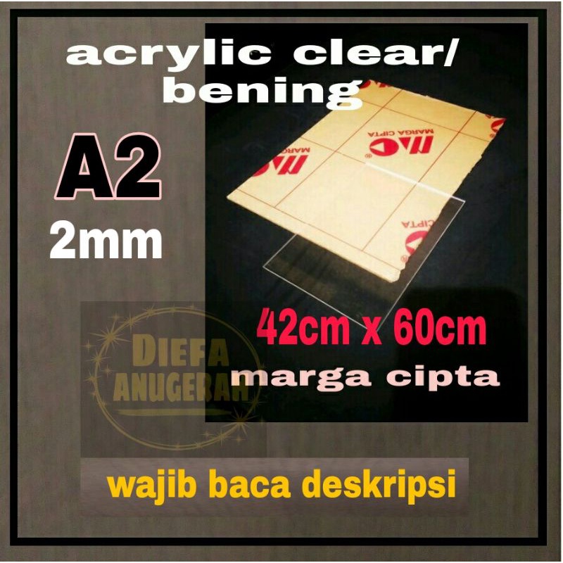 Jual Akrilik 2 mm lembaran bening ukuran 42 cm x 60 cm/ Acrylic sheet A2 | Shopee Indonesia