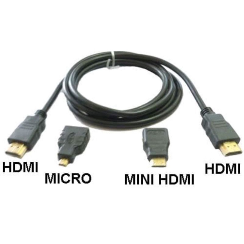 Jual KABEL HDMI 3 IN 1 / KABEL HDMI 3IN1 (HDMI + MINI HDMI + MICRO HDMI ...