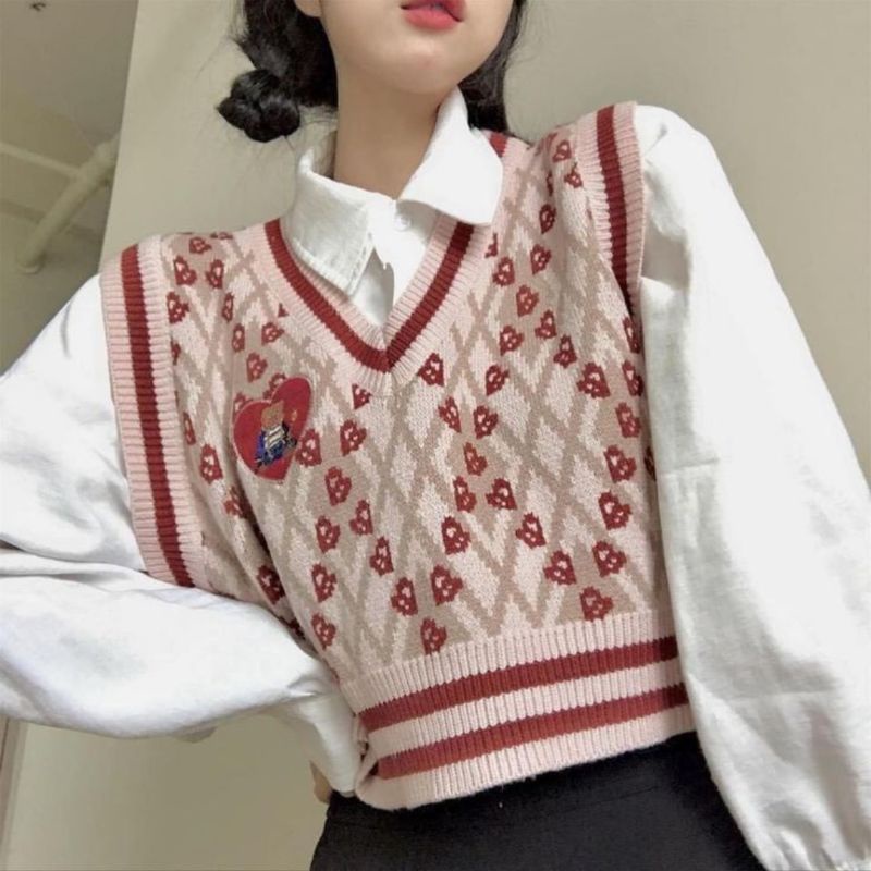 Jual M FESYEN | MEKE KOREAN VEST | OUTER WANITA | VEST RAJUT WANITA ...