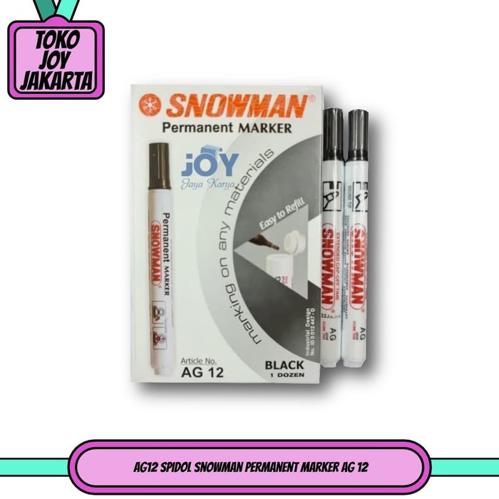 Jual AG12 Spidol Snowman Permanent Marker AG 12 / Tinta Permanen AG-12 ...