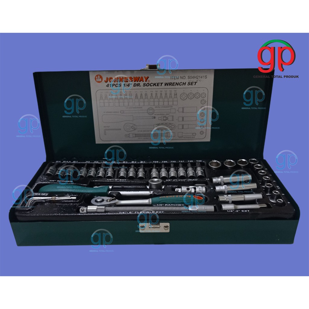 Jual Jonnesway 41Pcs 1/4"DR Socket Wrench Set S04H2141S Kunci Shock Set Kunci Sok Set Industrial ...