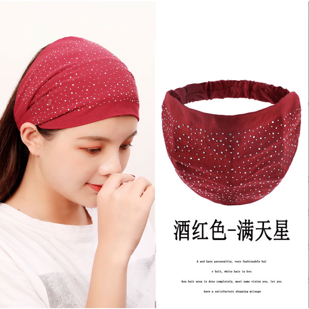 Jual Korea Rajutan Bertepi Lebar Ikat Kepala Wanita Penutup Rambut ...