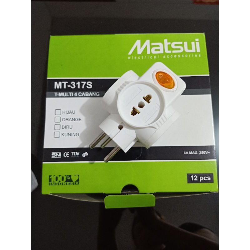 Jual Steker T Multi 4 Cabang+ Saklar 317S Matsui | Shopee Indonesia
