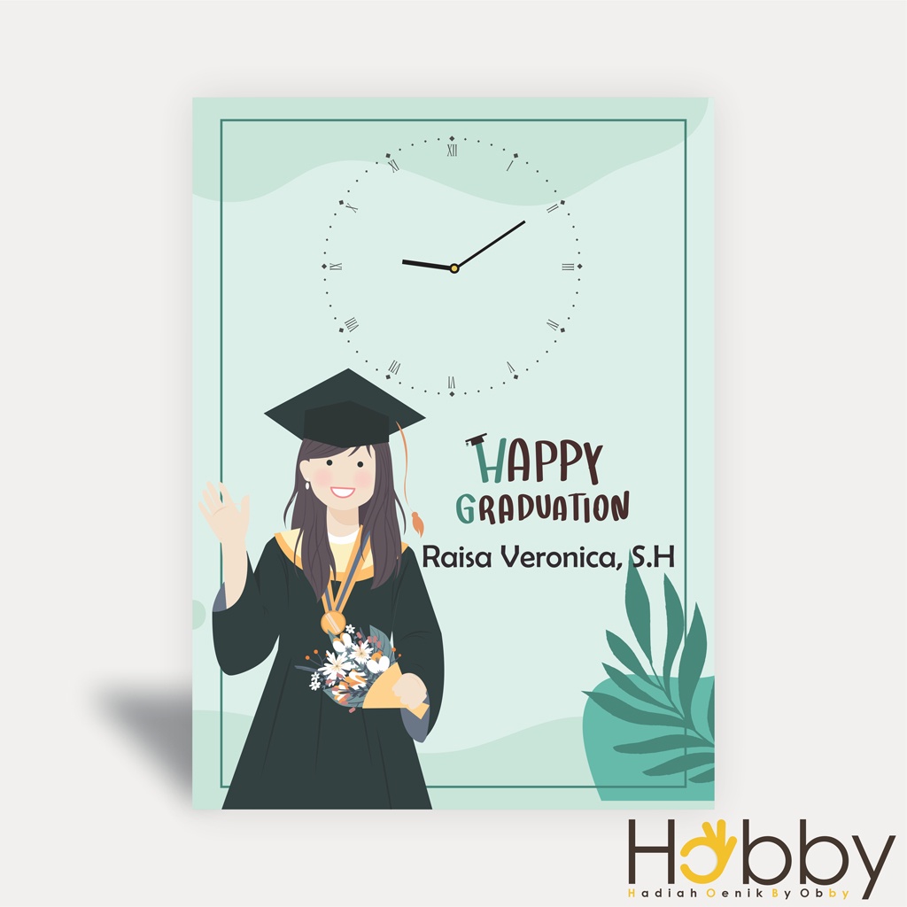 Jual JAM DINDING UNIK CUSTOM NAMA KARTUN KADO GRADUATION KAYU HADIAH ...