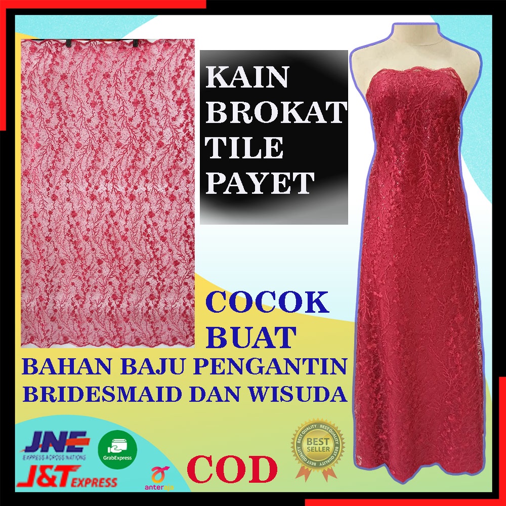 Jual bahan kain brokat brukat burkat broklat bruklat kebaya tile tulle ...