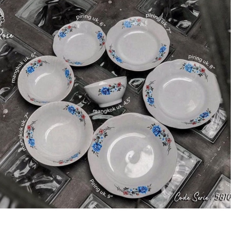 Jual Piring Makan Lucky Seri Rose Bunga Kembang 9 inch / 23cm (1 Lusin ...