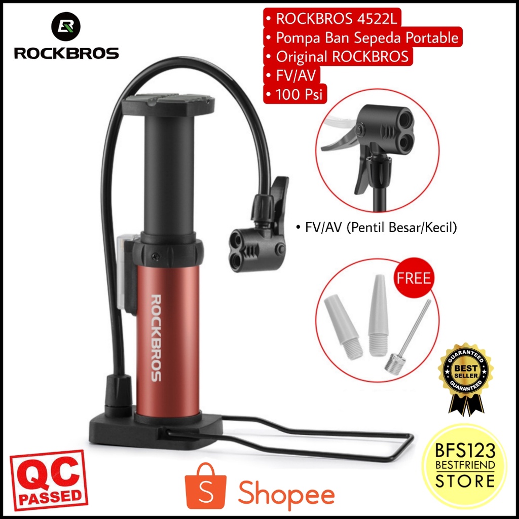 Jual Rockbros 4522l Pompa Ban Sepeda Portable Pentil Besar Kecil American French Valve Shopee
